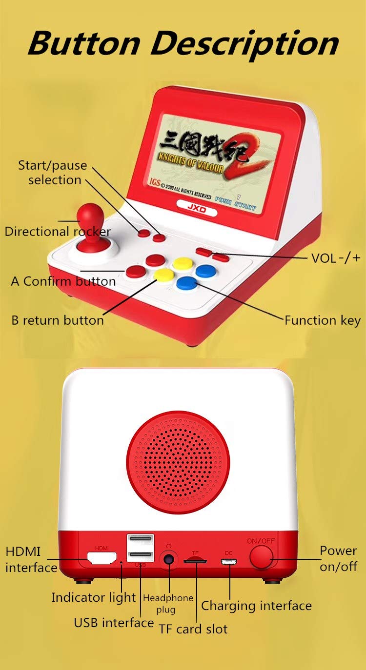New JXD classic nostalgia big rocker retro Multiplayer mini arcade console Dual-core 32GB build in 9000 games more than 10 simulators such as mame/CPS/arcade mp3 mp4