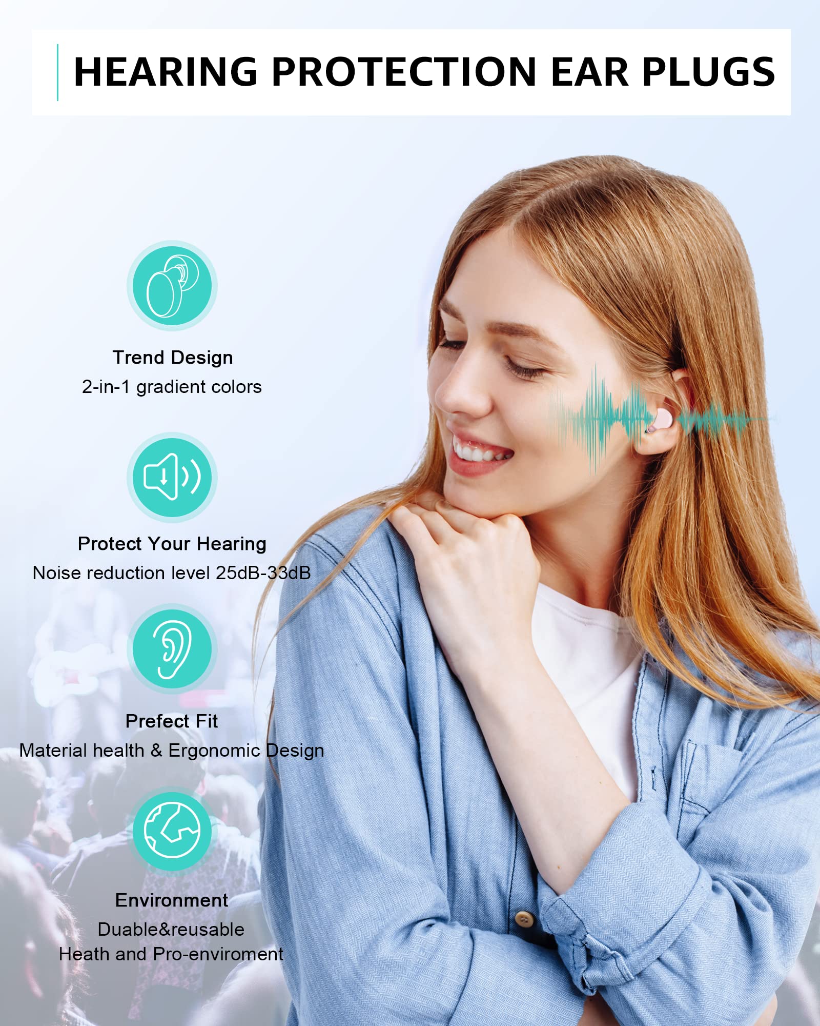 Ear Plugs for Sleeping Noise Cancelling Super Soft Reusable Hearing Protection Silicone Earplugs Sound Blocking Sleeping,Concert,Motorcycle,Travel,Work,Noisy Places-25dB-33dB Noise Cancelling– (Pink)
