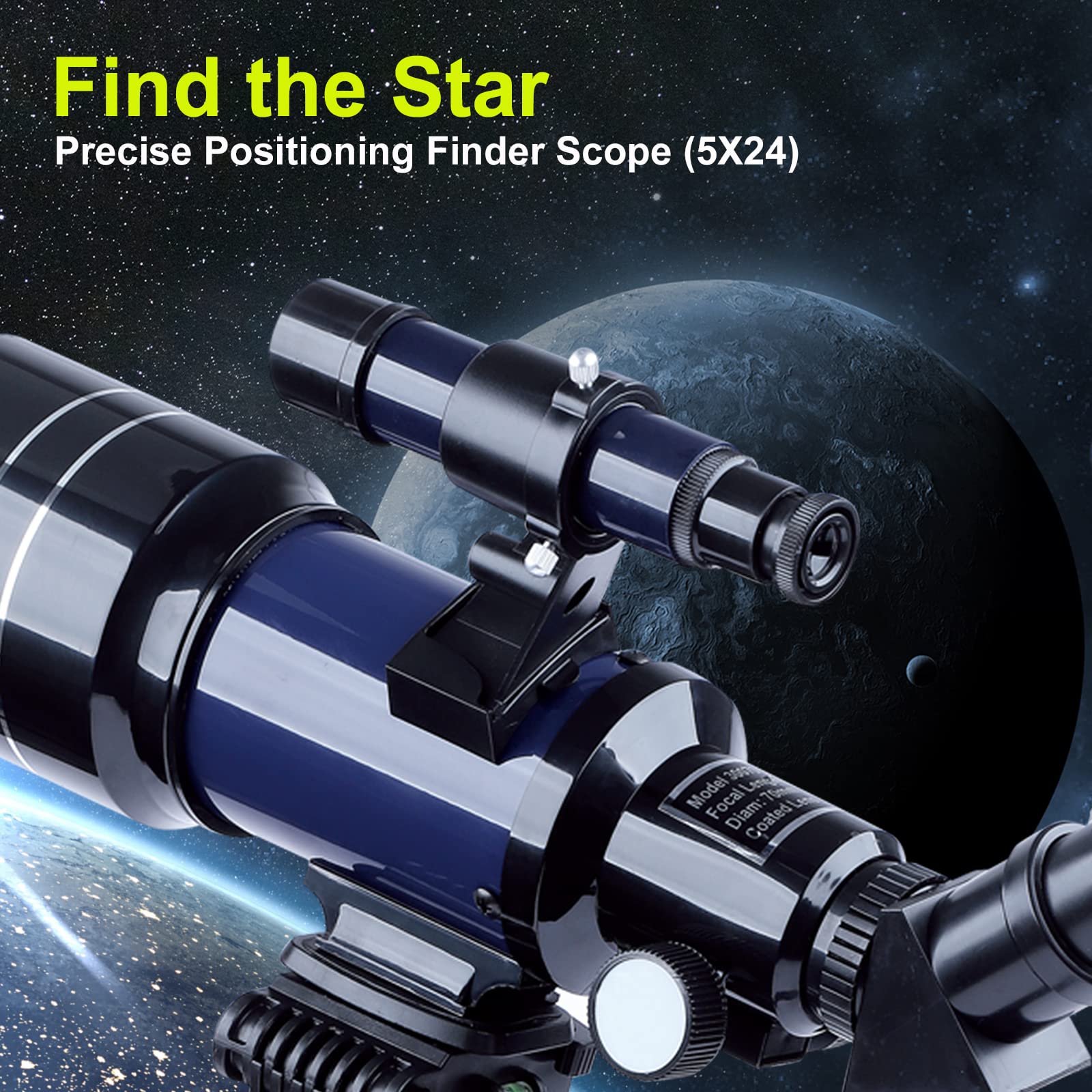 Telescope for Beginners, 300/70mm Astronomy Monocular Telescopes with Phone Adapter, Camera Wire Shutter, Moon Filter and Backpack, Adjustable Tripod