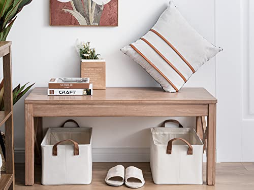 StorageWorks Storage Bins For Shelves With Metal Frame, Rectangle Storage Baskets, Beige, 2-Pack