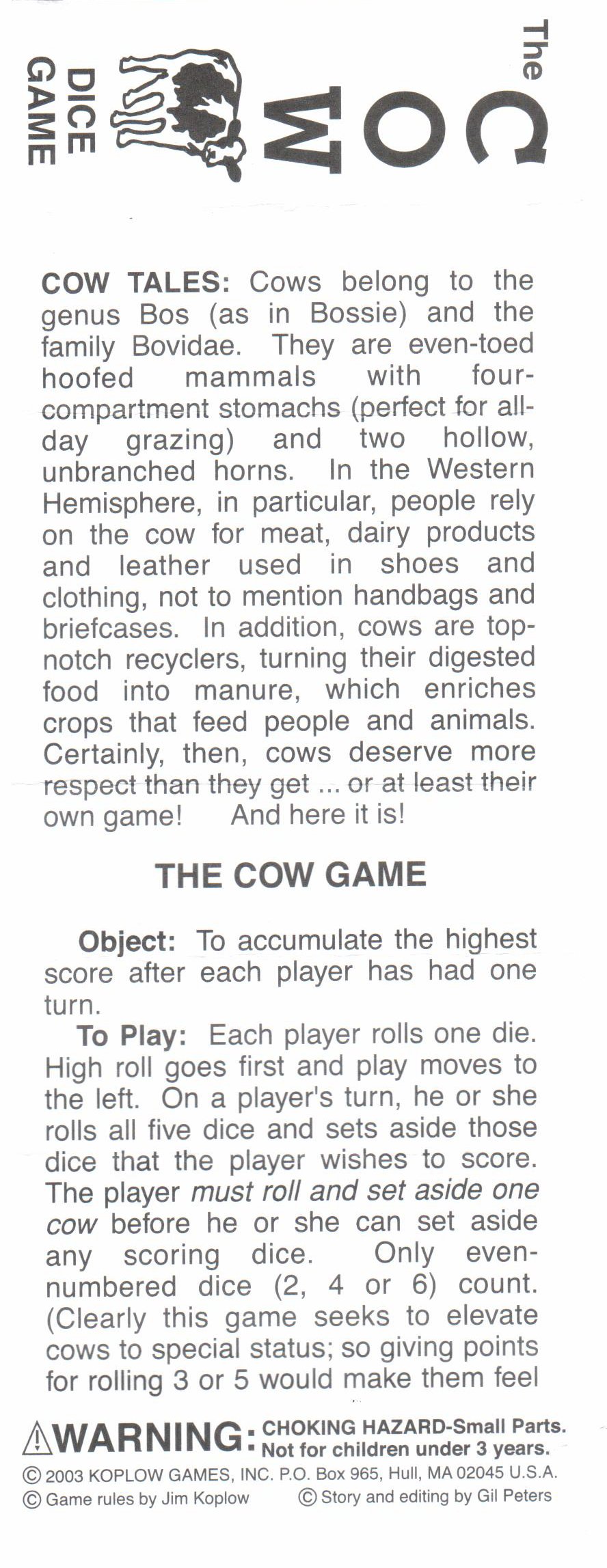 Koplow Games Cow Dice Game