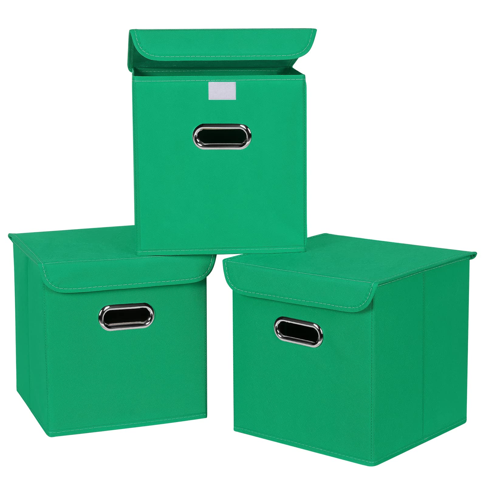 Yunkeeper Collapsible Storage Bins with Lids,Fabric Cube Storage Organizer With Handles,For Clothes Storage,Home, Nursery,Closet Office Basket,3 Pack,(Coffee