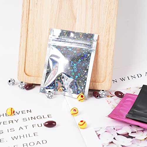 Wankko 100 Pcs Premium Smell Proof Double-Sided Color Mylar Foil Flat Heat Sealable Sample Ziplock Bag 7.5x10cm