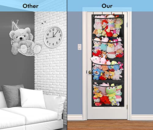 TOFGZ Stuffed Animal Storage,Over the Door Organizer for Filling Stuff , Portable Hanging Stuffed Animal Storage ,Durable Stuffed Animal Net or Hammock,Easy to Install(Black)