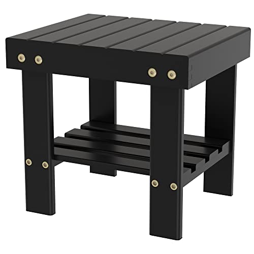 Zhuoyue Shower Stool Foot Rest Wood Step Stool Shaving Legs for Inside Shower Foot Stool for Kids Adults Black