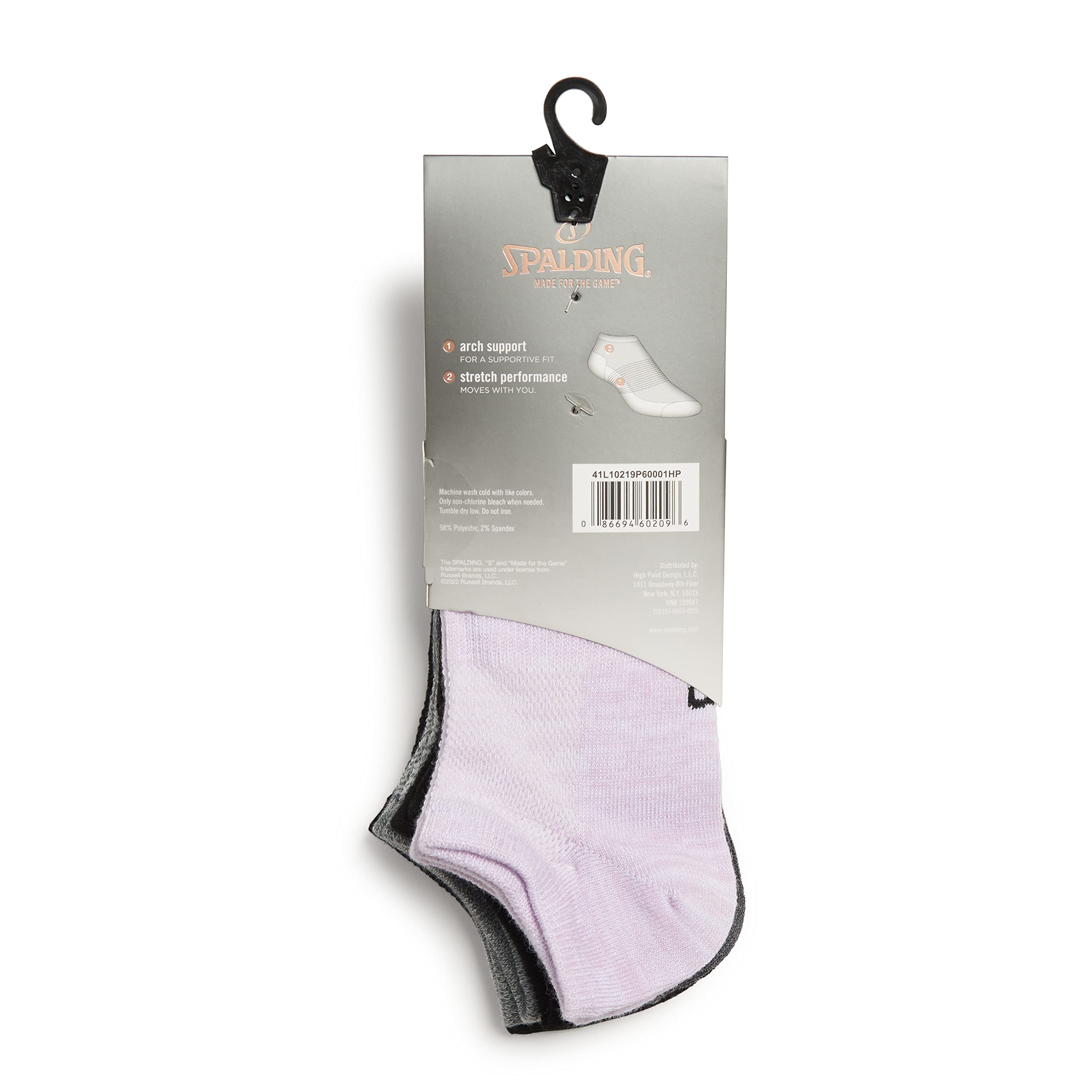 Spalding Women's Fashion Breathable No Show Socks Cushion Heel Size 9-11 - Value Pack - 6 Pairs in pack