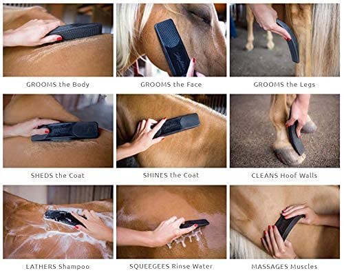 StripHair Gentle Groomer - Original for Horses Dogs 6-in-1 Shedding Grooming Massage