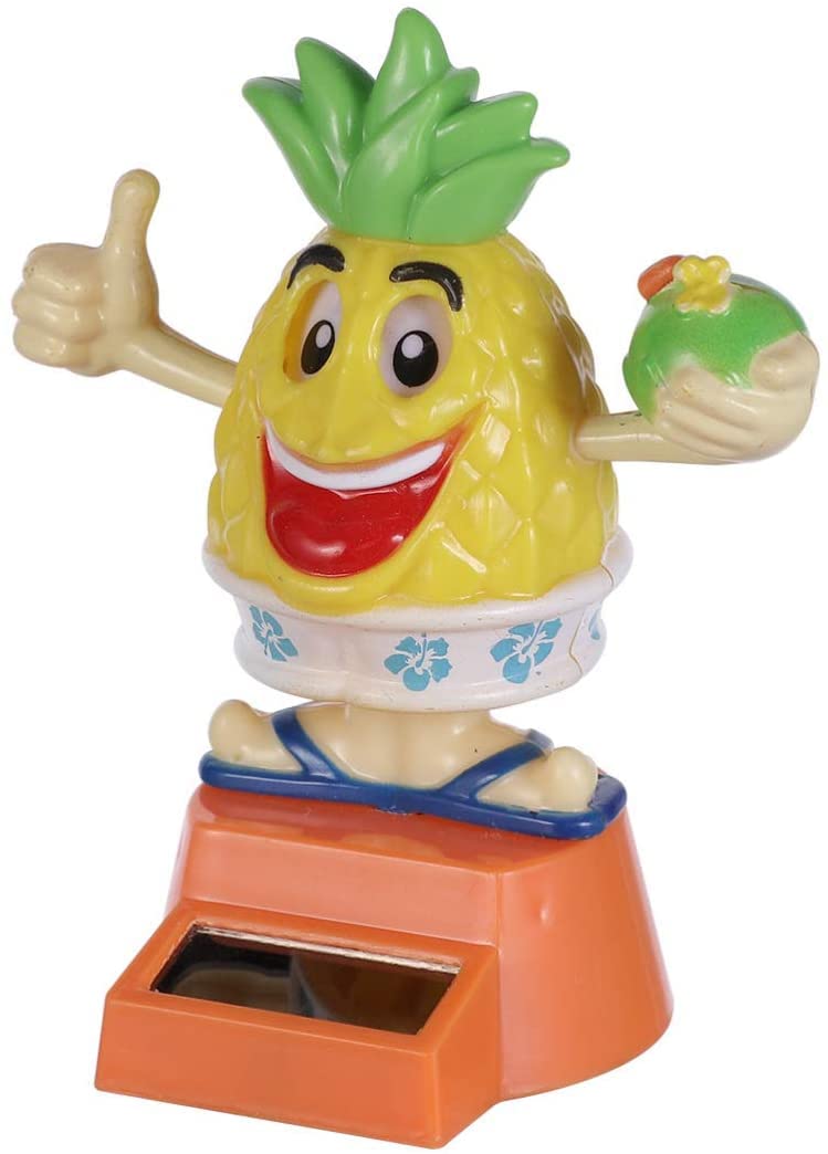 Solar Bobble Shaking Head Dancing Toy Pineapple Figure Statue Car Dash Board Ornaments for Car Vehicle Decoration