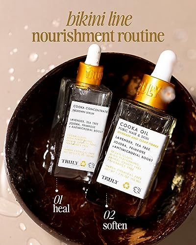 Truly Beauty Cooka Concentrate Ingrown Serum - Ingrown Hair Treatment for Bikini Area - Smoothing and Soothing After Shave Formula - Heals Razor Burn, Nicks, and Ingrowns - 0.7 OZ