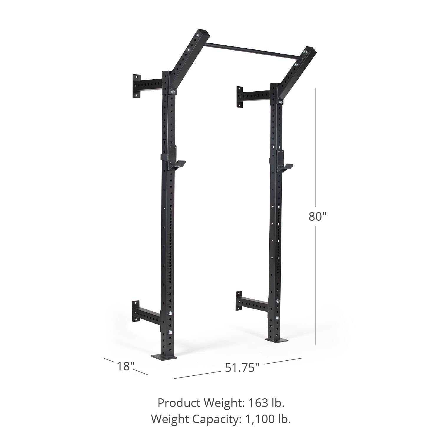 Titan Fitness X-3 Series Short Wall Mounted Space Saving Power Rack 18-in. D Side Bracings