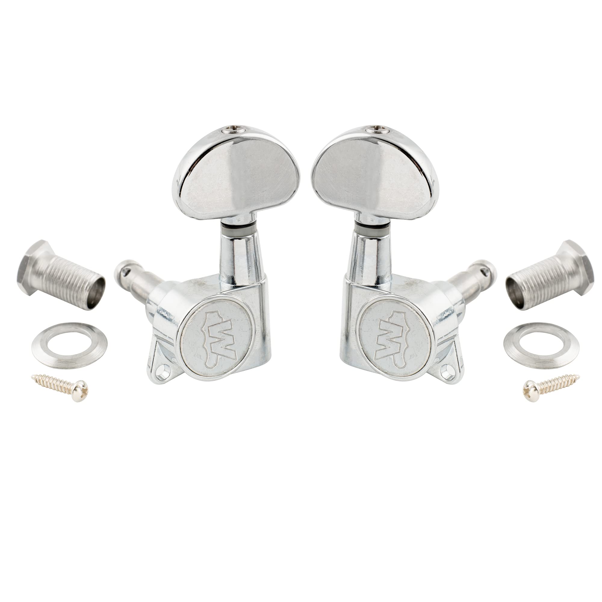 Wilkinson 3R3L E-Z-LOK Guitar Tuners Machine Heads Tuning Pegs Keys Set for Electric or Acoustic Guitar, Chrome