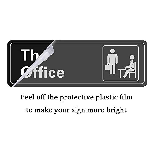 Veronica The Office Self Adhesive Sign Visual Impact for Door Wall Large or Small Office 9 X 3 Inch (Black/White)