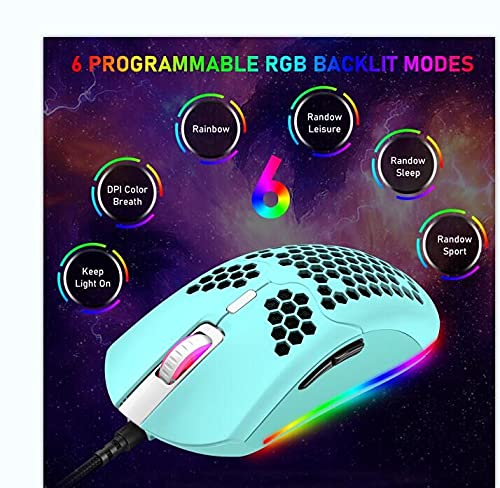 XINMENG 60% Wired Mechanical Gaming Keyboard and Mouse Combo, RGB Backlit 68 Keys Tenkeyless Ultra-Compact Mini Keyboard, 6400DPI Honeycomb Mouse, Anti-ghosting,Type-C Cable for Computer Mac Gamer