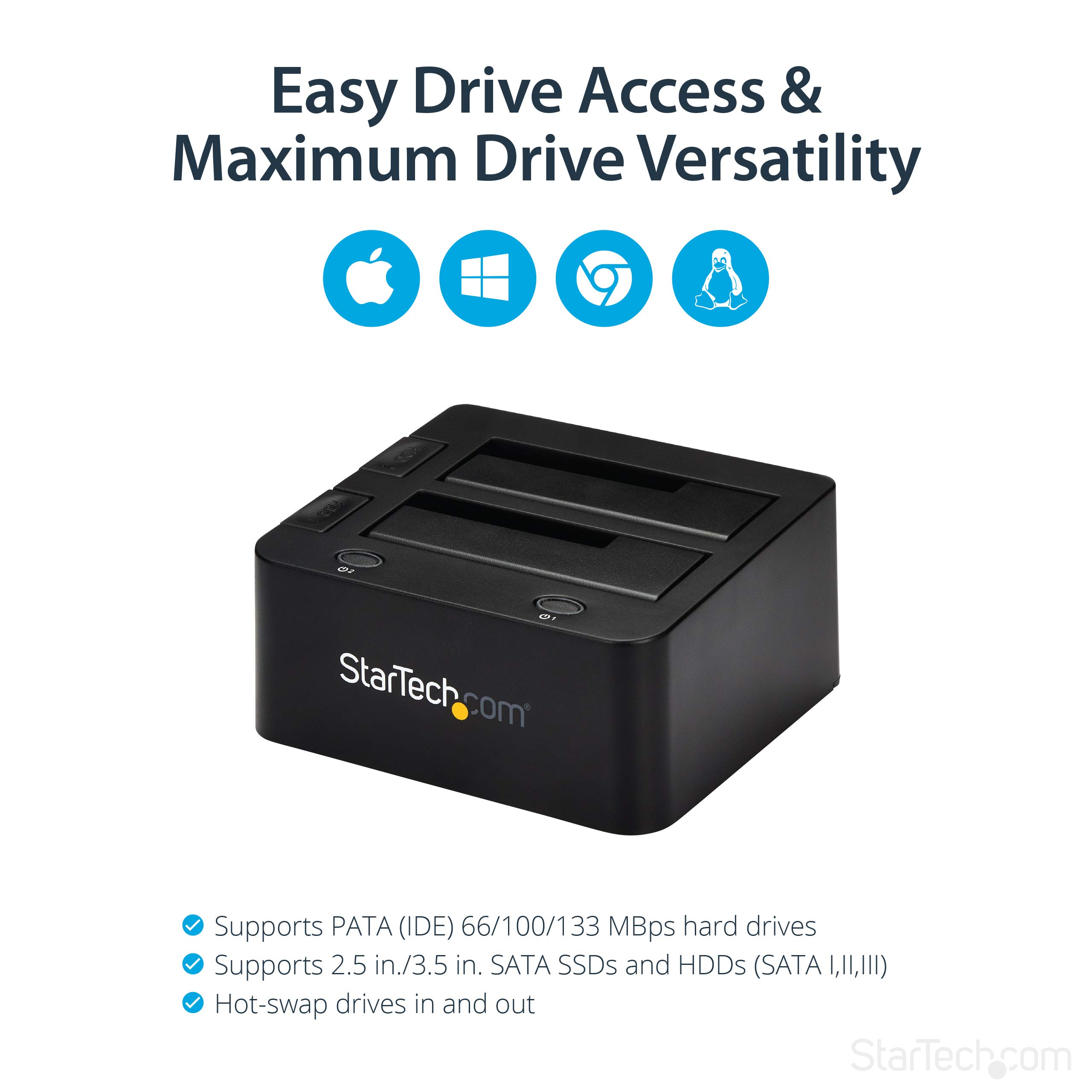 StarTech.com USB 3.0 to IDE SATA Hard Drive Docking Station for 2.5/3.5" Hard Drive - SuperSpeed Hard Drive Dock (UNIDOCK3U)