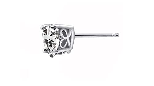 Amazon Collection Platinum Plated Sterling Silver Heart-Shape Stud Earrings made with Infinite Elements Cubic Zirconia