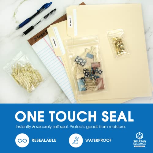 Spartan Industrial - 4” X 6” (1000 Count) 2 Mil Clear Reclosable Zip Plastic Poly Bags with Resealable Lock Seal Zipper