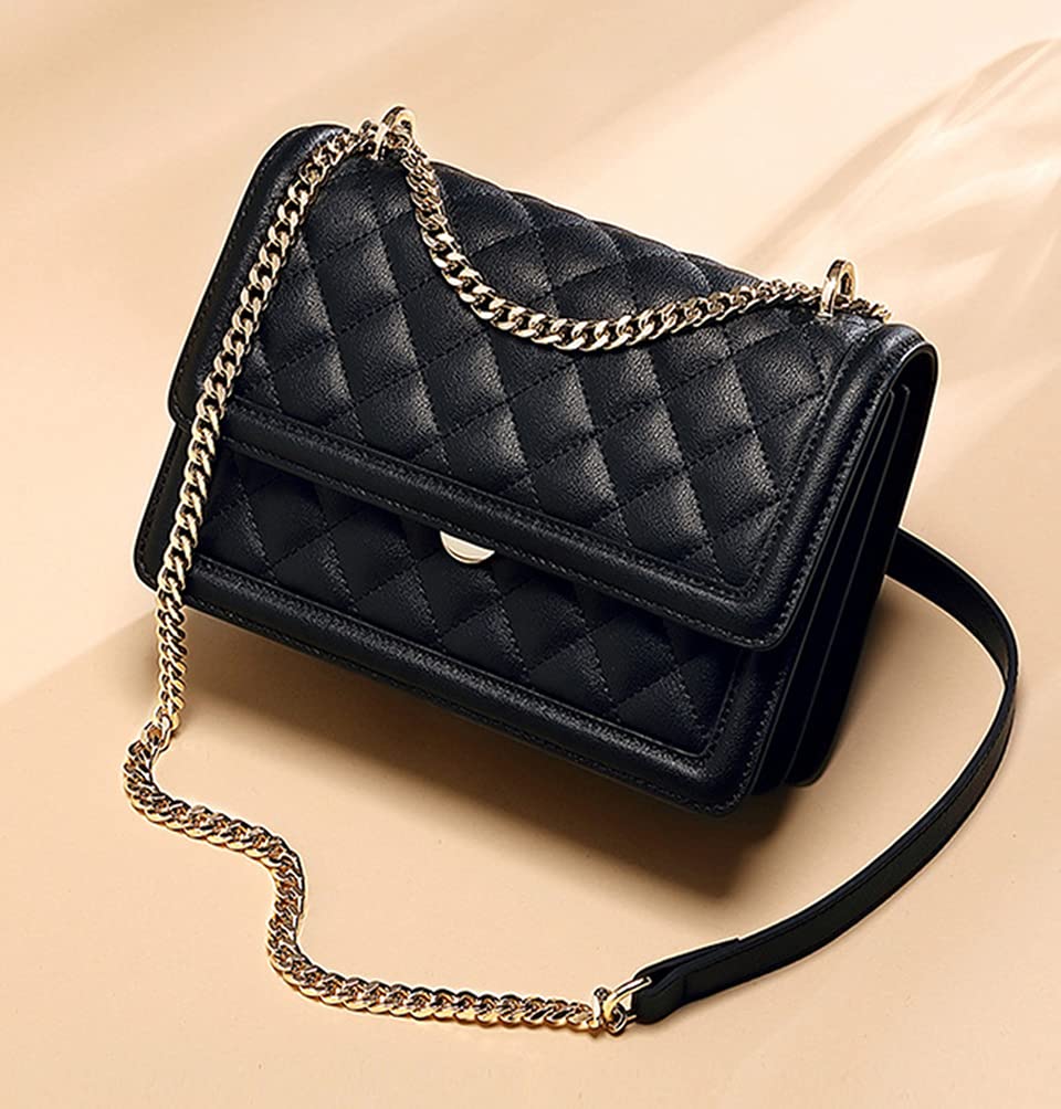 YXBQueen Handbags for Women Quilted Black Crossbody Flap Bag Small Chain Purses Black Quilted Purse