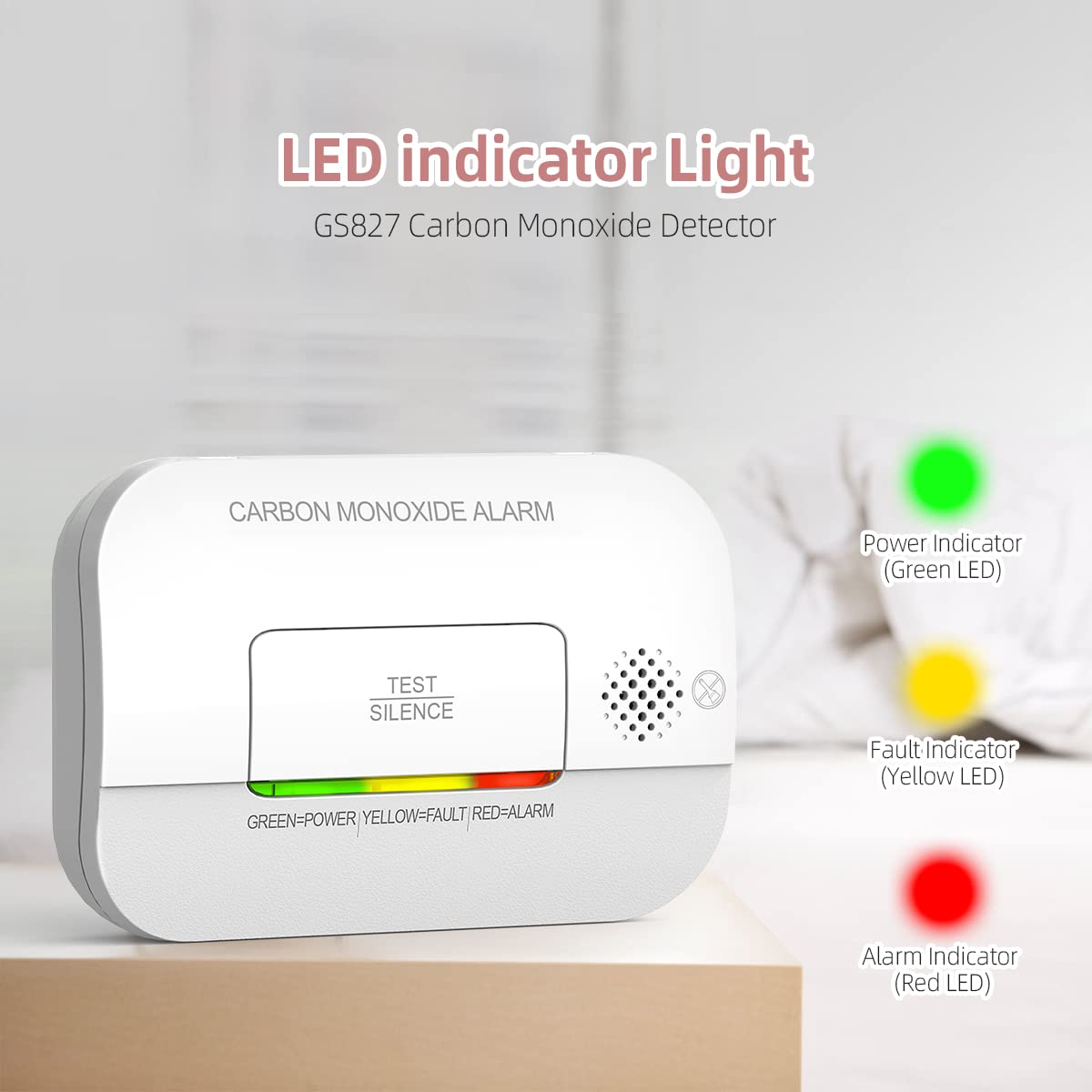 Putogesafe Carbon Monoxide Detector, 7 Year Sensor Life CO Detector with Battery Warning Indicator and Test Button, 85 dB, for Ceiling and Wall Mounting, White (2Pack)