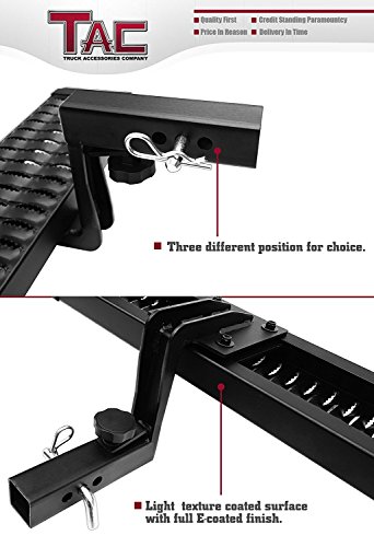 TAC Hitch Step Compatible with 2" Rear Hitch Receiver 7.3" Width with 6" Drop SUV Pickup Truck Van Bumper Protector Universal Aluminum Black (Hitch Pin and Clip Included)