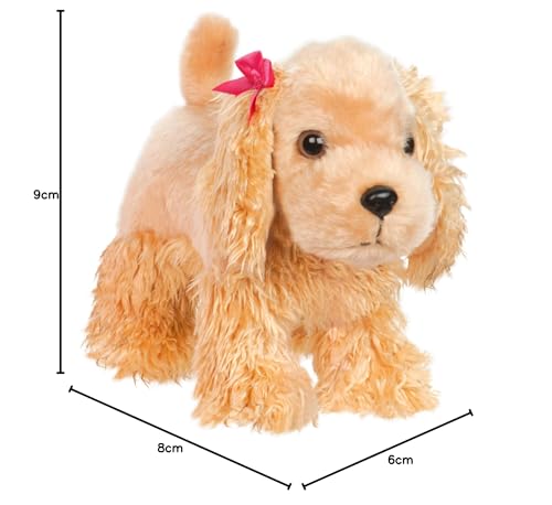Pucci Pups – Cocker Spaniel Stuffed Puppy with Pink and Gold Dotted Stuffed Animal Bag