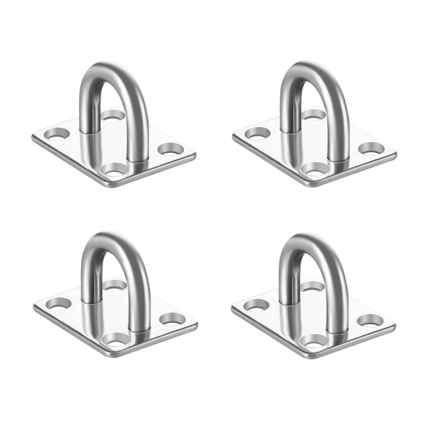Goiio 4 Pieces 2 X 1.57 Inch Screw Eyes Hanger, 304 Stainless Pad Eye Plate, for Ceiling Hooks, Deck Hardware