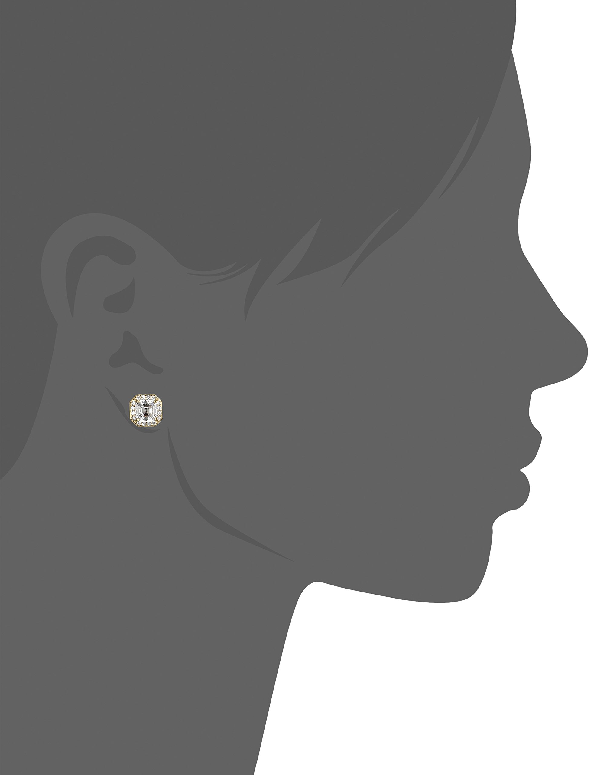 Amazon Collection Yellow Gold Plated Sterling Silver Halo Earrings set with Asscher Cut Infinite Elements Cubic Zirconia (1 cttw)