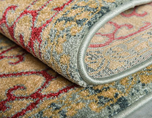 Unique Loom Palace Collection Area Rug - Saray (2' x 3' 1" Rectangle, Light Blue/ Red)