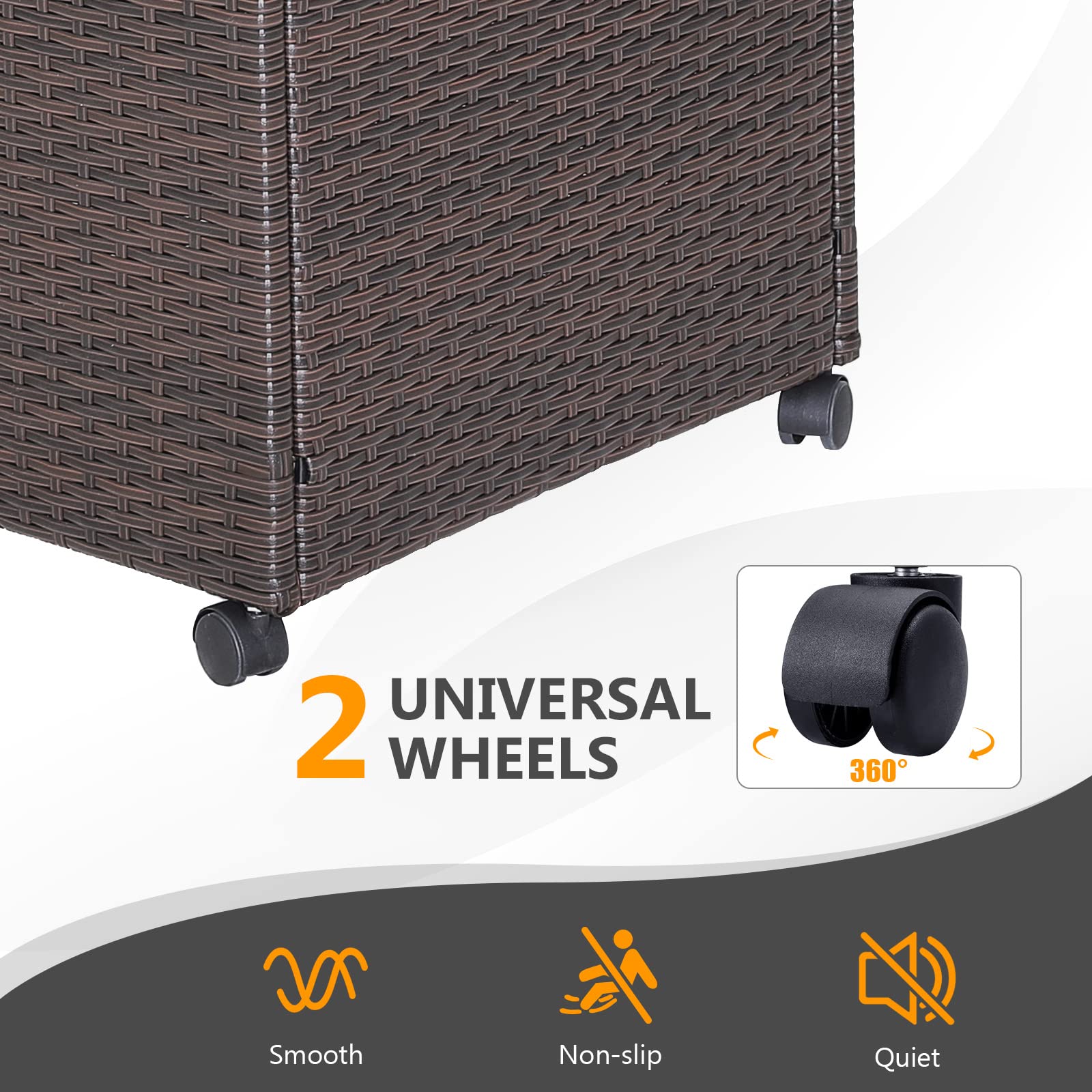 RELAX4LIFE Patio Rattan Storage Box - 50 Gallon All-Weather Wicker Storage Box w/Top Lid, Protective Liner and Wheels, Outdoor Deck Box Waterproof for Cushions, Toys, Garden Tools
