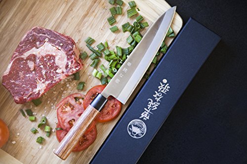 Traditional Japanese Professional Gyuto Kitchen Chefs Knife β Premium 8-inch High Carbon Stainless Steel Gyuto Sushi Knife with High Corrosion Resistance in a Single Bevel Chisel Edge Grind