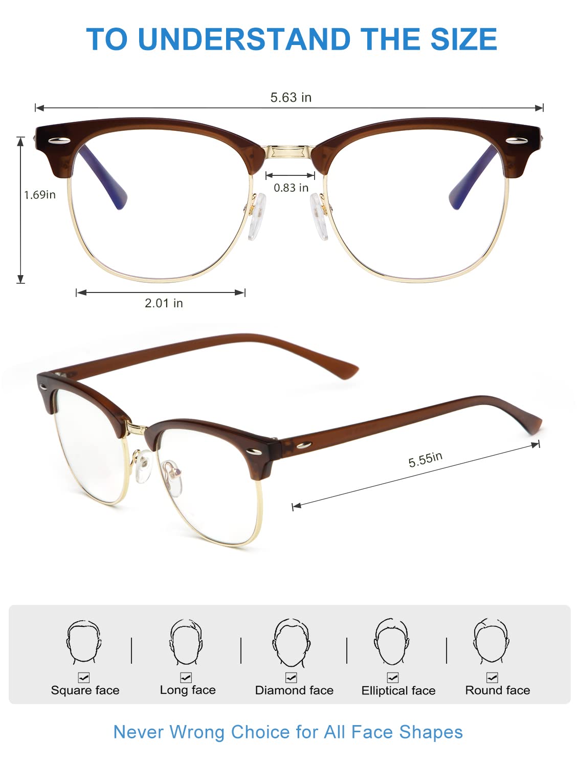 NSSIW Blue Light Blocking Glasses, Semi Rimless, Unisex, Matte Black/Silvery Rim + Clear/Silvery Rim, Computer & Gaming Glasses with UV Protection, Relieve Eye Strain