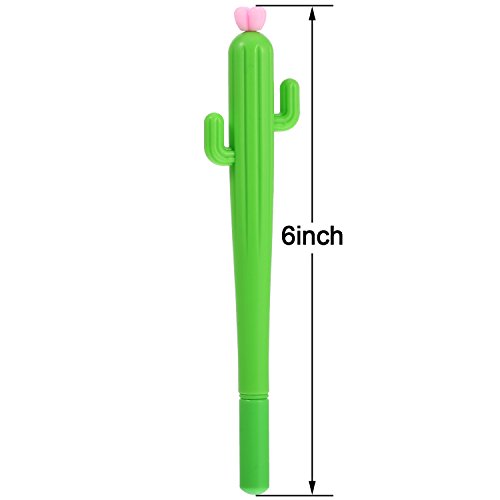 TOODOO 12 Pieces Cactus Rollerball Pens 0.5 mm Black Ink Pens Vibrant Cute Plant Pen for School Home Office (12 Pieces)