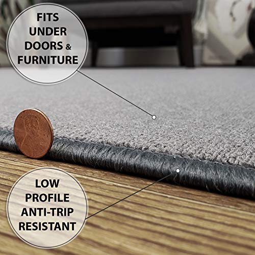Rubber Backed Runner Rug, 22 x 60 inch, Solid Grey, Non Slip, Kitchen Rugs and Mats