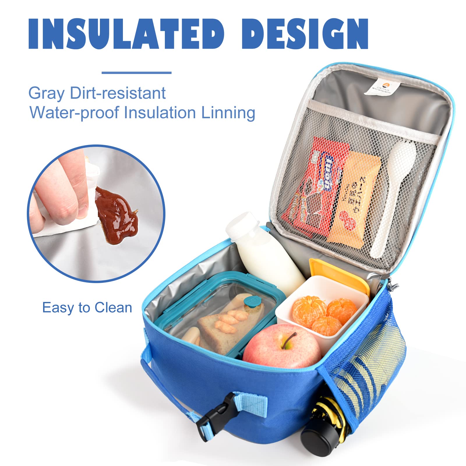 CaCTOUR Lunch Box Kids,Premium Insulated Lunch Bag for Girls Boys,Soft Bag Mini Cooler Back to School Thermal Reusable Lunch Bag for Work School Picnic (Blue)