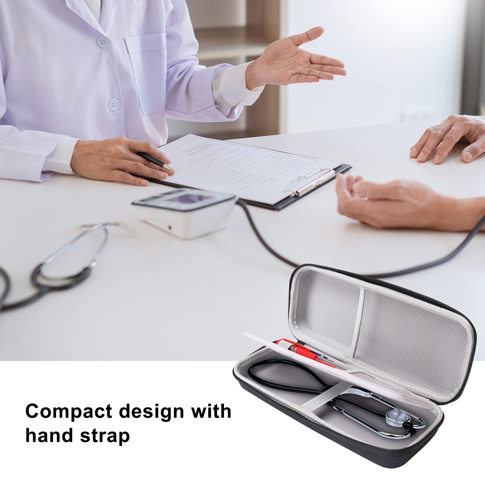 MOSISO Stethoscope Case, Stethoscope Storage Bag Case Travel Organizer Compatible with 3M Littmann Classic III/Lightweight II S.E/Cardiology IV/MDF Acoustica Stethoscopes and Accessories, Black