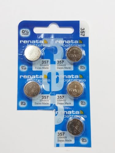 Renata Batteries 357 Silver Oxide 0% Mercury Battery (5 Pack)