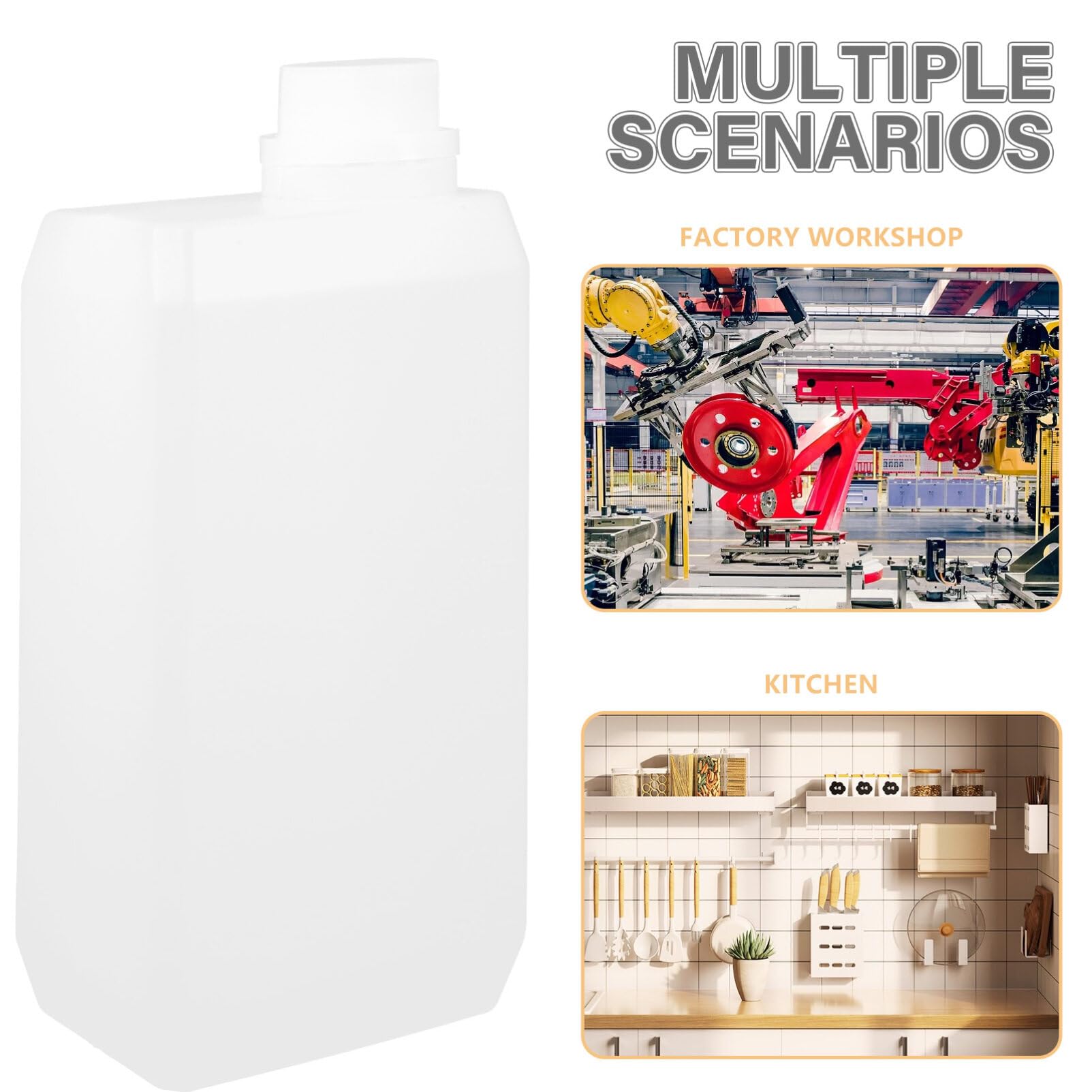 Baluue 1L Plastic Jug Bottle, High Capacity HDPE Plastic Gallon Jug with Leak-Proof Screw-On Cap Empty Refillable Water Jug Food Grade Liquids Container for Water Sauces Soaps Detergents
