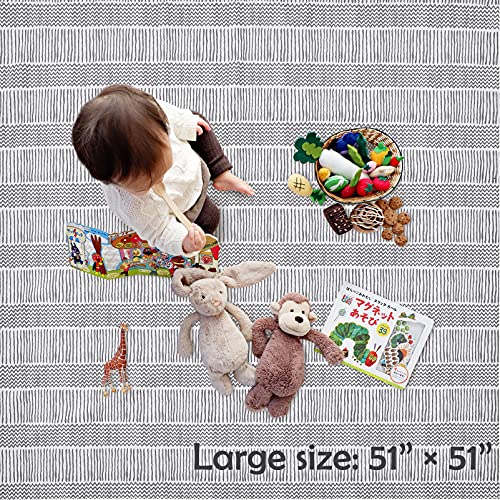 Splat Mat for Under High Chair/Arts/Crafts, Triluby 51" Waterproof Non Slip Food Splash Mat for Eating Mess, Washable Weaning Mat Reusable Spill Floor Protector (Stripe)