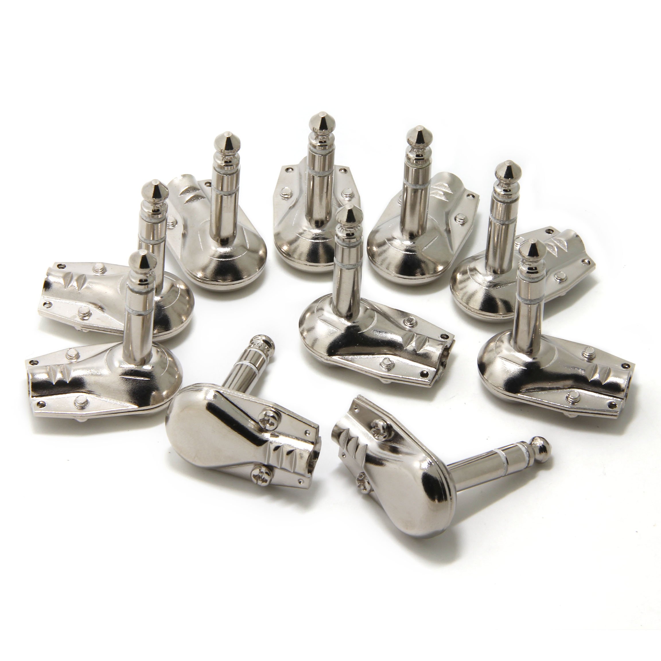Ancable 10-Pack 1/4" Right Angle Plugs TRS Stereo Heavy Duty Flat Low Profile Pancake Style for Guitar, Instrument, Speaker/Microphone/Patch Cables - 6.35mm Male 1/4 Inch Phone Plug