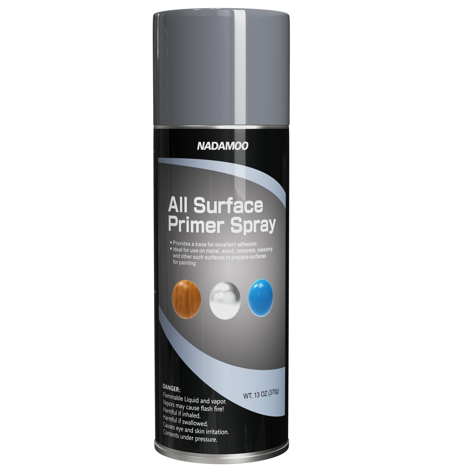 NADAMOO All Surface Primer Spray, One-Part Epoxy Primer Matte Gray, 2 Cans, Enhance Adhesion for Multi Surface - Porcelain, Glass, Metal, Plastic, Wood