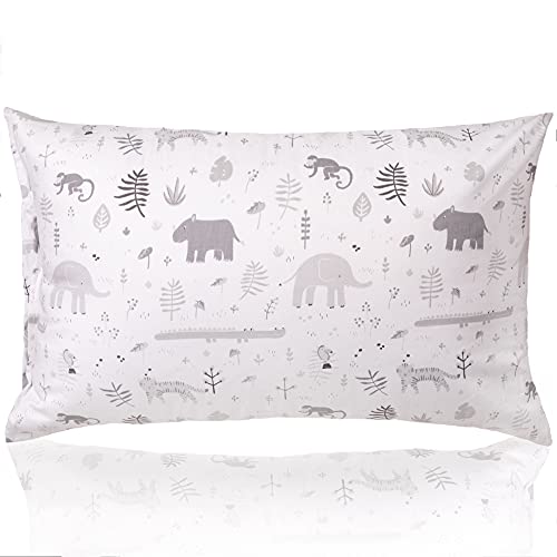 WeeSprout Mini Toddler Pillow for Kids Sleeping - Organic Cotton Shell & Pillowcase with Soft & Supportive Polyfiber Filling – Good for Travel, Machine Washable, 18 x 13 x 3, Safari