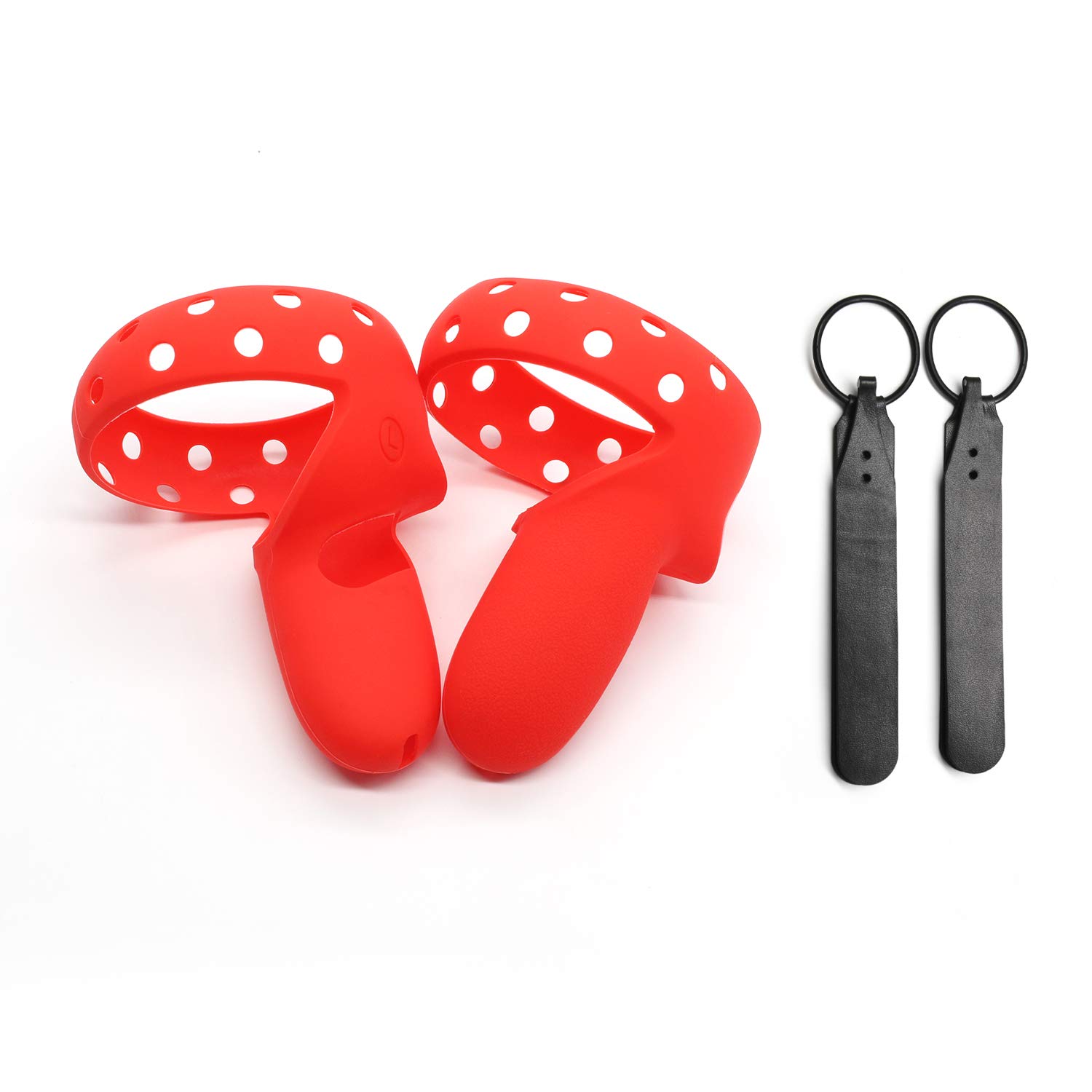 Touch Controller Grip Cover for Oculus Quest 2,Anti-Drop Protective Handle Sleeve with Adjustable Knuckle Strap,Oculus Quest 2 Silicone Skin Protective Cover (Red, 1 Pair)
