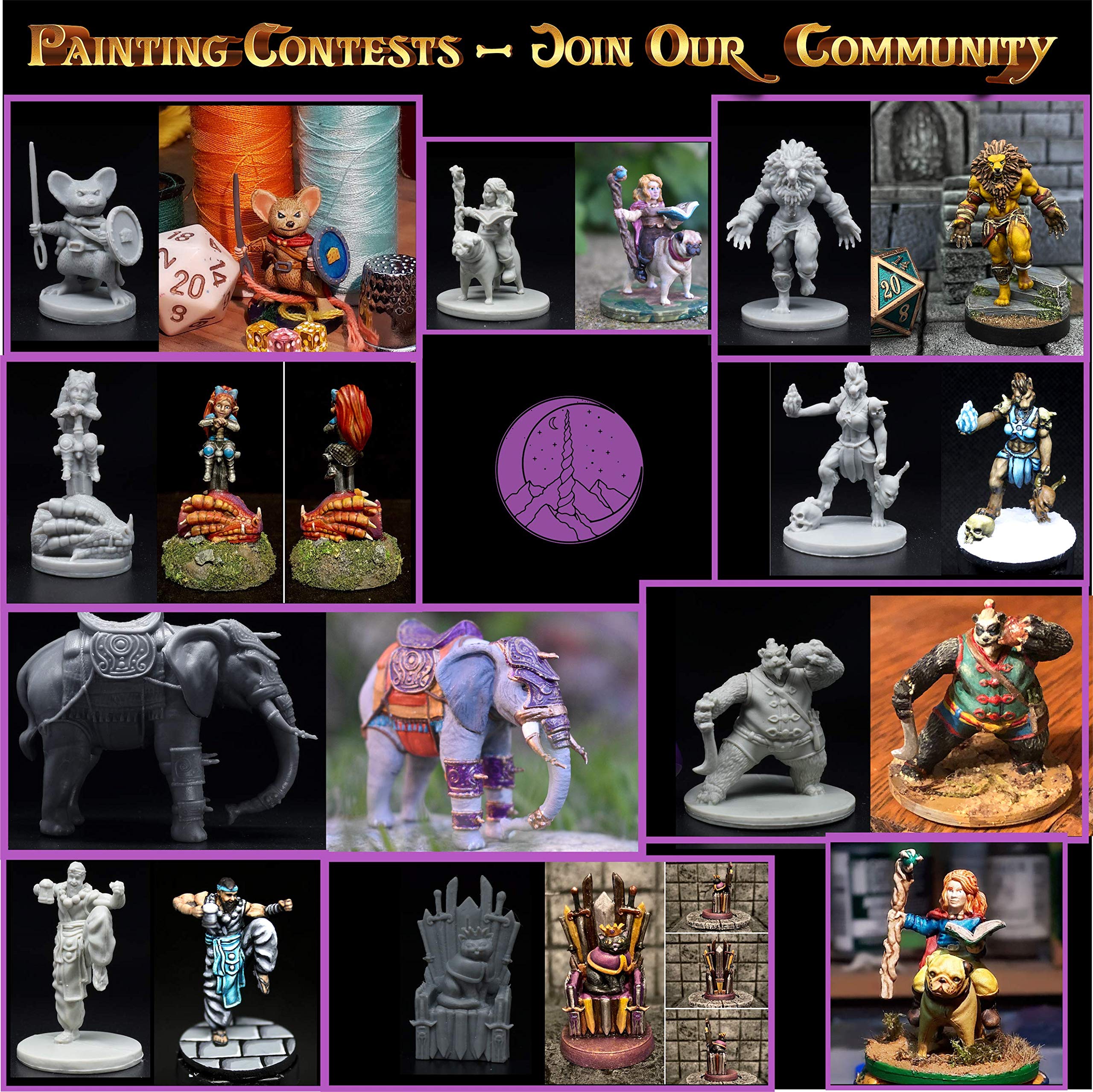 Wildspire 26 Animal Minis for DND Miniatures 28mm Unpainted Dungeons and Dragons Miniatures I for D&D Miniatures & DND Minis Fantasy RPG | for DND Figures & Tabletop Miniatures | Campaign Setting