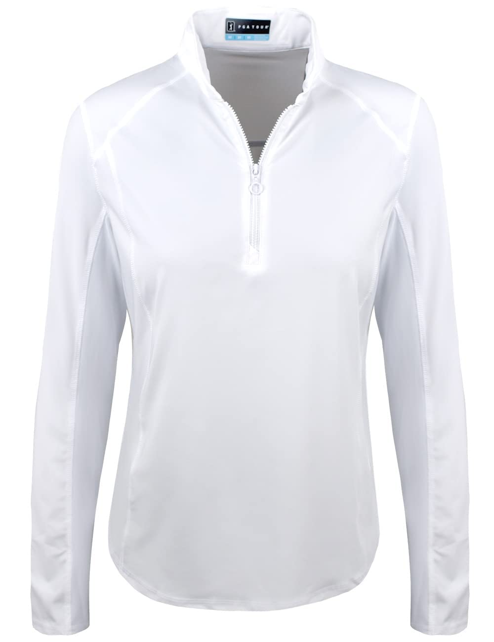 PGA TOUR Women's 1/4 Zip Long Sleeve Sun Protection Golf Shirt, Bright White, X Large