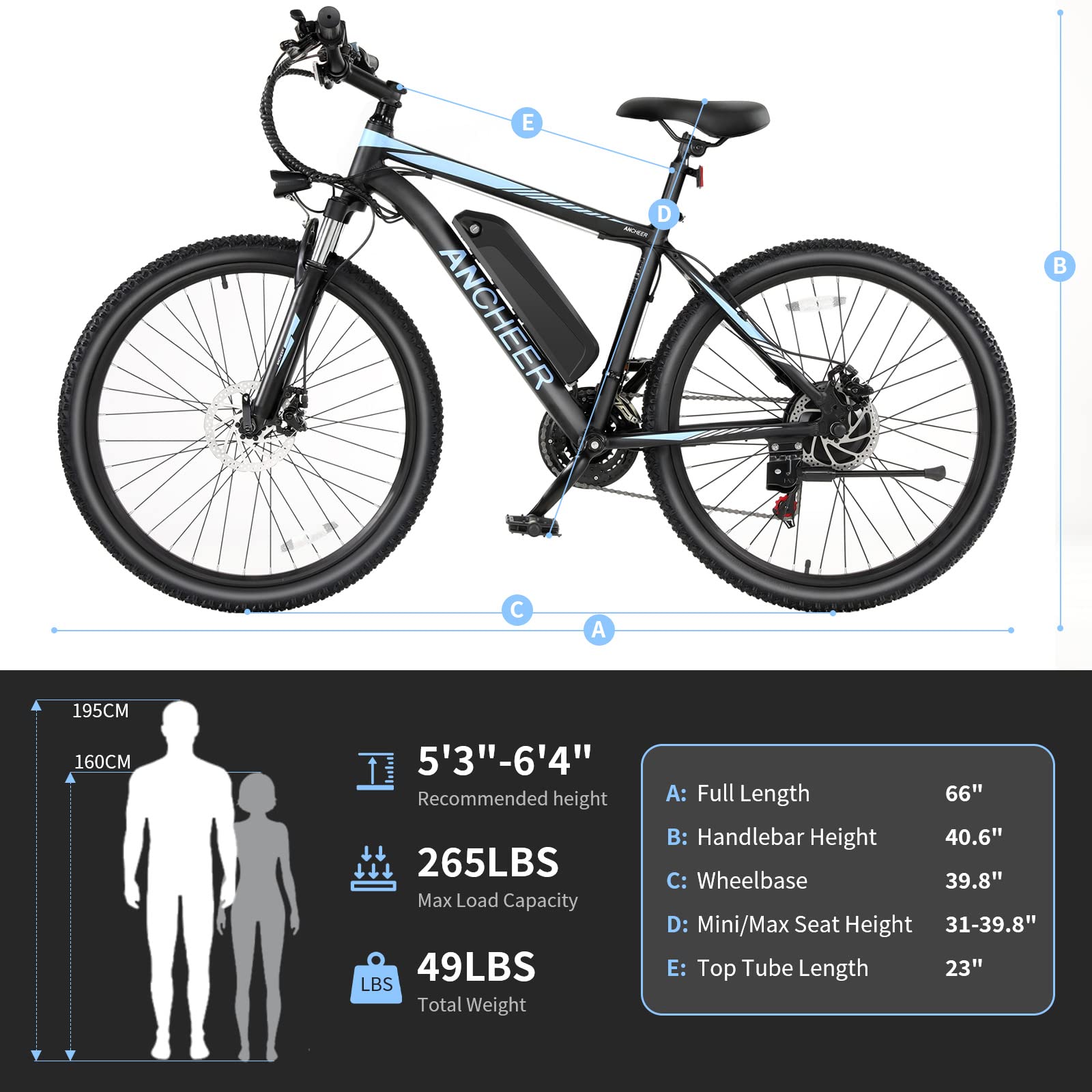 ANCHEER Folding Electric Bike Ebike, 20 Inch Electric Bicycle with 36V 8Ah Removable Lithium-Ion Battery, Ebike with 250W Motor and 7 Speed Gears (White)