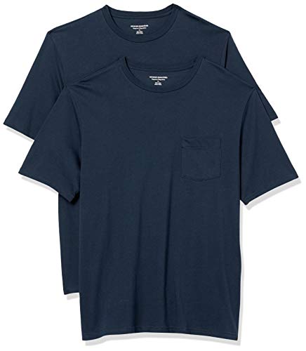 Amazon Essentials Men's Regular-Fit Short-Sleeve Crewneck Pocket T-Shirt, Pack of 2, Dark Navy, XX-Large