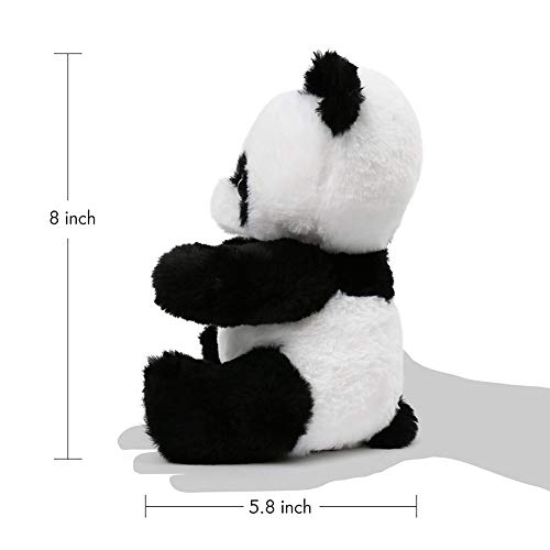 LotFancy Panda Stuffed Animal, 8'' Black Panda Plush Toy, Stuffed Panda Bear, Cute Plushies for Kids, Gift for Toddlers Birthday, Easter, Party Favors
