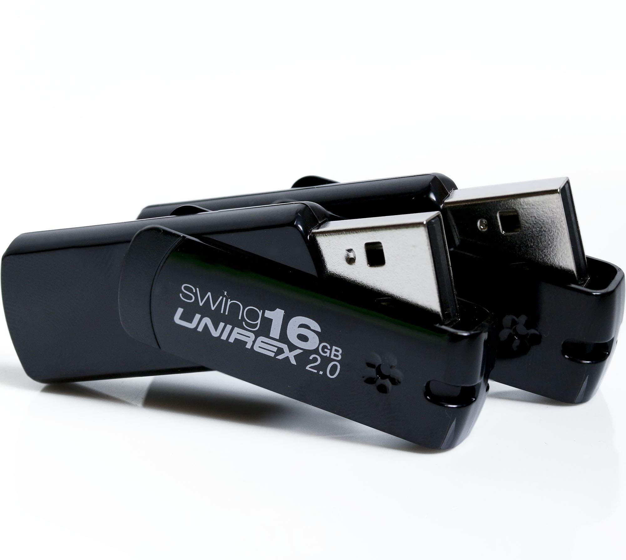 Unirex 2 Pack Swing 16GB USB 2.0 Thumb Drive, Black | Memory Stick Storage is Compatible with Computer, Tablet, or Laptop