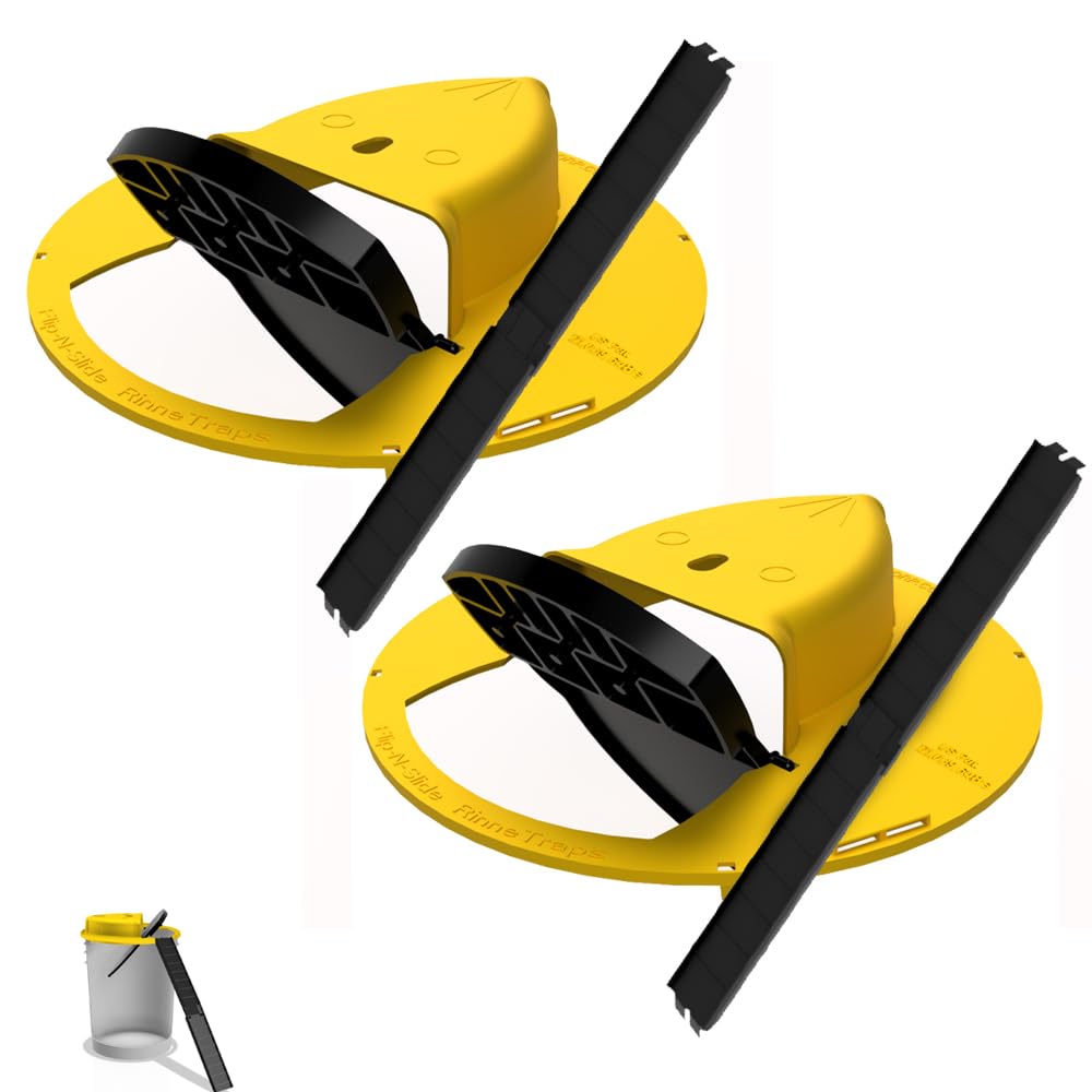 RinneTraps - 2 Pack Flip N Slide Bucket Lid Mouse/Rat Trap |Humane or Lethal| |Trap Door Style| |Multi Catch |Auto Reset| |Indoor Outdoor| |5 Gallon Bucket Compatible| Manufacturer| MADE IN USA