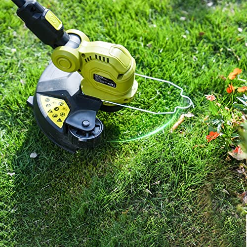 String Trimmer, SEYVUM 12-inch Cordless Weed Wacker with Auto Line Feed, 2 X 2.0Ah Battery Powered Weed Eater, 20V Lawn Edger with 6 Pcs Grass Cutter Spool Line, Fast Charger Included
