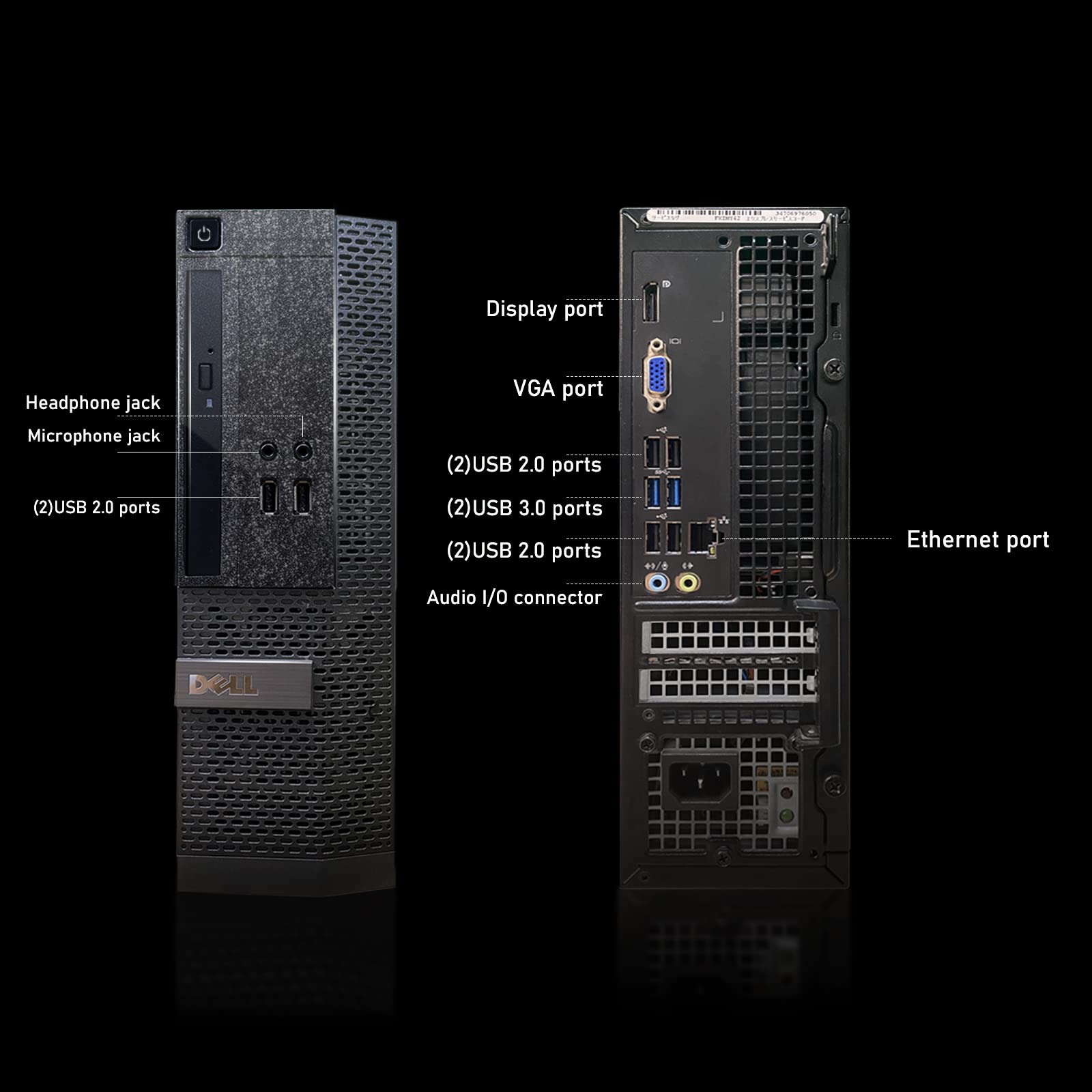 Dell PC Treasure Box Desktop Computer Intel Quad Core I5 up to 3.6GHz, 8GB DDR3 RAM, 256GB SSD, WiFi & Bluetooth, Keyboard & Mouse, DVD, Windows 10 Pro (Renewed)(Diamond Black)